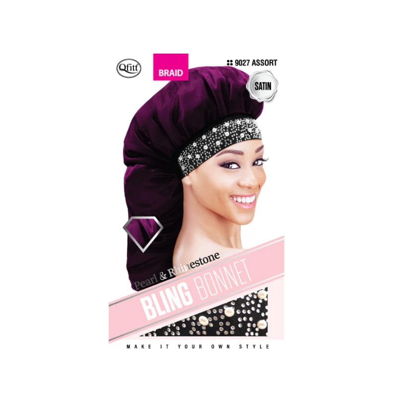 Qfitt - Bling Satin Braid Bonnet - Pearl & Rhinestone — Hair to Beauty